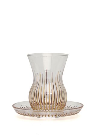 RB Living Gold Çizgili Cam Çay Bardağı