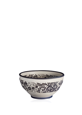 Esma Dereboy Yas Siyah Bej Seramik Dekoratif Kase