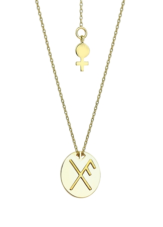 Her Story Kadın Şans Gold Madalyon Detaylı Altın Rengi Kolye EU
