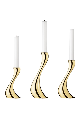 Georg Jensen Cobra 3lü Kıvrım Detaylı Çelik Şamdan Altın Rengi Georg Jensen Cobra 3lü Kıvrım Detaylı Çelik Şamdan Altın Rengi