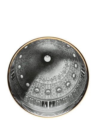 Fornasetti Santa Maria Siyah Porselen Dekoratif Tabak