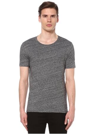 Tru Erkek Gri Melanj Cep Detaylı Basic T-shirt S EU