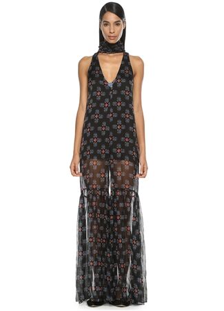 Caroline Constas Kadın Siyah V Yaka İpek Tulum XS EU Caroline Constas Kadın Siyah V Yaka İpek Tulum XS EU