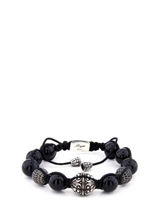 Boga Erkek Boncuklu Gümüş Rengi Bileklik EU