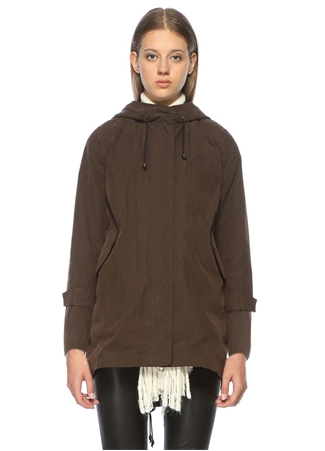 Forte Couture Kadın Haki Kapüşonlu Mont 38 IT