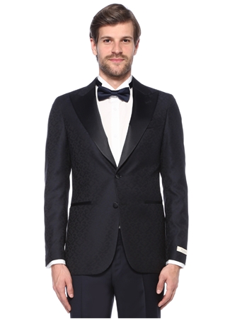 Beymen Collection Erkek Drop 8 Kırlangıç Yaka Lacivert Desenli Ceket 46 IT
