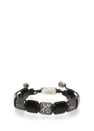 Boga Erkek Siyah Taşlı Gümüş Rengi Bileklik EU