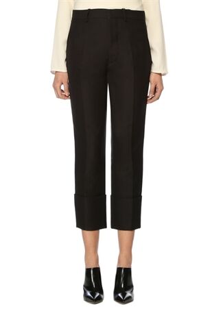 Marni Kadın Siyah Yüksek Bel Paçası Katlı Pantolon 40 FR