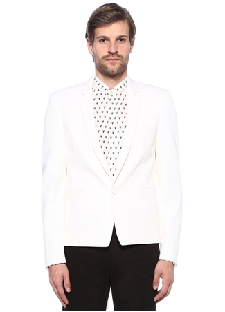 Erkek Beyaz Düğme Kapatmalı Blazer Ceket 50 IT