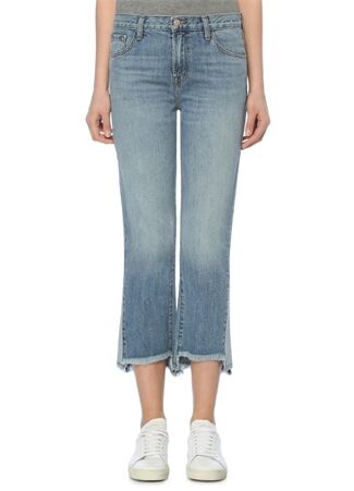 J Brand Kadın Normal Bel Paçası Püsküllü Crop Jean Pantolon Mavi 26 US