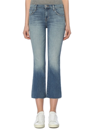 J Brand Kadın Mavi Eskitmeli 5 Cepli Crop Pantolon 25 US