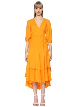 Ganni Kadın Wilkie Turuncu Midi İpek Elbise 34 FR