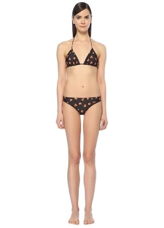Ganni Kadın Dexies Siyah Çiçekli Üçgen Bikini Takımı L Eu