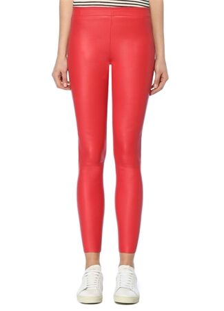 Frida Muse Kadın Kırmızı Normal Bel Dar Paça Deri Pantolon 25 US