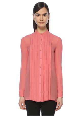Valentino Kadın Pembe Boncuk İşlemeli İpek Gömlek 42 IT