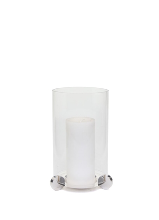 Ercuis Galet Gümüş Rengi Kaplama Fanuslu Mumluk Gri