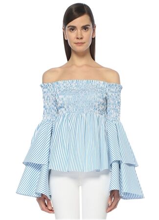 Caroline Constas Kadın Appolonia Turkuaz Bluz Mavi S EU