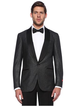 Isaia Erkek Gri Şal Yaka Parlak Dokulu Ceket 52 IT