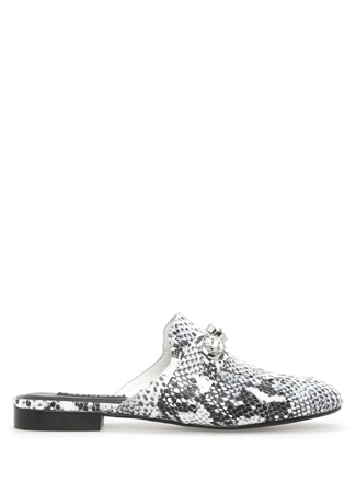 Senso Kadın Siyah Beyaz Yılan Derisi Desenli Deri Terlik Bej 36 EU