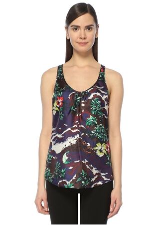 Dsquared2 Kadın Mor Çiçekli İpek Bluz 38 IT