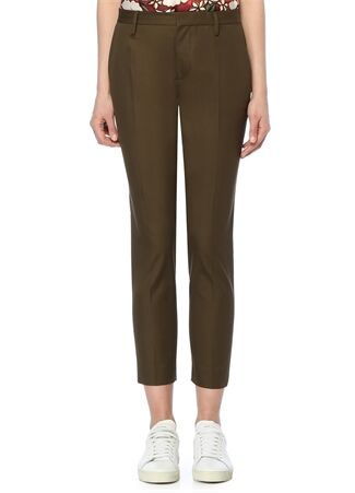 Dsquared2 Kadın Haki Düğmeli Dar Paça Pantolon 38 IT