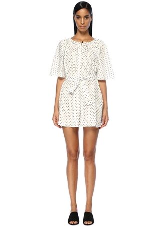 Marysia Kadın Moonstone Siyah Beyaz Puanlı Kuşaklı Tunik L EU