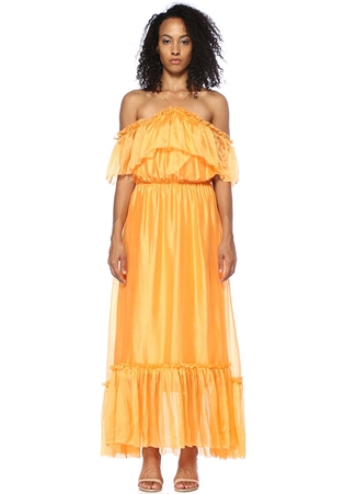 Designers Remix Kadın Dream Turuncu Fırfırlı Midi Elbise 38 IT