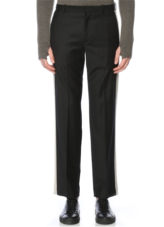Theory Erkek Siyah Kontrast Şeritli Yün Pantolon 32 US