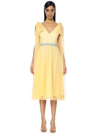 Luisa Beccaria Kadın Sarı Puanlı Midi Kokteyl Elbise 42 IT Luisa Beccaria Kadın Sarı Puanlı Midi Kokteyl Elbise 42 IT