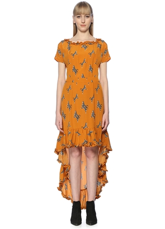 Baum Und Pferdgarten Kadın Alvild Hardal Çita Baskılı Önü Kısa Maksi Elbise Kahverengi 34 FR