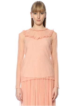 Baum Und Pferdgarten Kadın Meg Pembe Puanlı Fırfırlı Bluz 38 FR