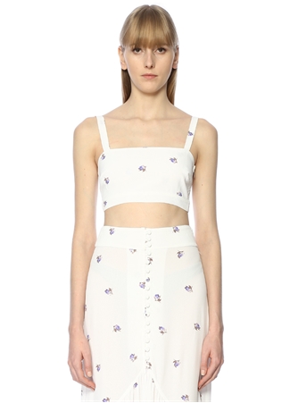Flynn Skye Kadın Alexis Beyaz Çiçekli Crop Bluz XS EU Flynn Skye Kadın Alexis Beyaz Çiçekli Crop Bluz XS EU