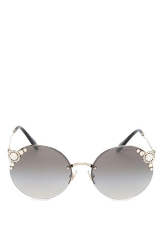 Miu Kadın Yuvarlak Formlu Güneş Gözlüğü Altın Rengi 60 EU