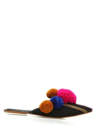 Figue Kadın Ashbury Siyah Ponponlu Terlik 36 EU