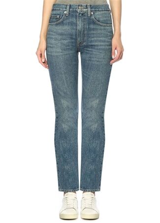 Brock Collection Kadın Yüksek Bel Boru Paça Jean Pantolon Mavi 2 US