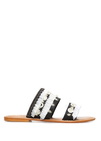 De Siena Kadın Siyah Püsküllü İşlemeli Terlik 36 EU