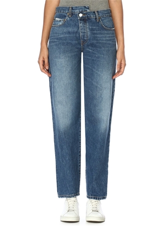 Monse Kadın Boru Paça Crop Jean Pantolon Mavi 4 US