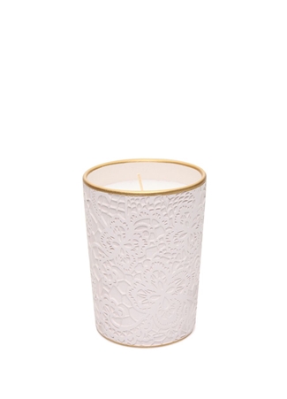 Esma Dereboy Desenli Küçük Beyaz Mumluk Altın Rengi