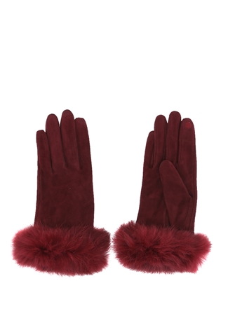 Beymen Collection Kadın Bordo Peluş Detaylı Yün Eldiven 8