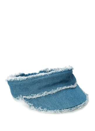 Inverni Kadın Püskül Detaylı Denim Vizör Şapka Mavi EU Inverni Kadın Püskül Detaylı Denim Vizör Şapka Mavi EU