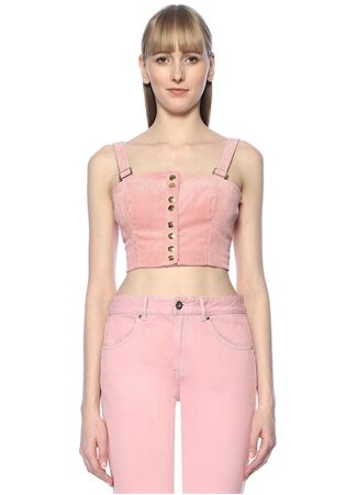 Finders Keepers Kadın Prisms Pembe Kısa Kadife Bluz L EU