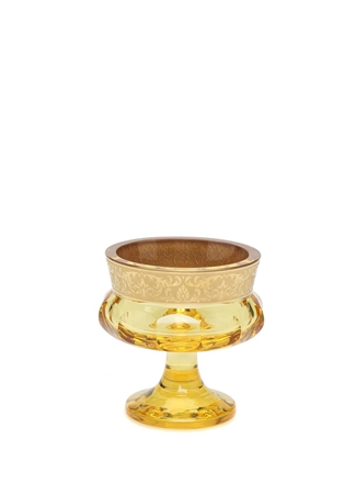 Moser Gold İşlemeli Ayaklı Kristal Kase Sarı