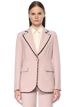 Emporio Armani Kadın Pembe Kelebek Yaka Şerit Trok Detaylı Ceket 42 IT