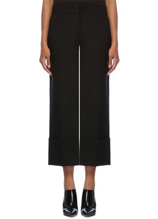 Monse Kadın Siyah Paçası Katlı Yün Pantolon 4 US