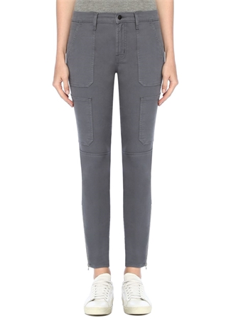 J Brand Kadın Gri 6 Cepli Paçası Fermuarlı Jean Pantolon 26 US