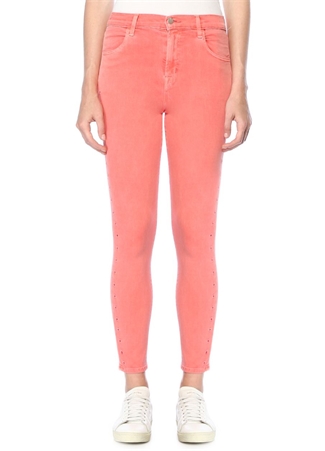 J Brand Kadın Alana Pembe Yüksek Bel Delikli Crop Jean Pantolon Turuncu 23 US