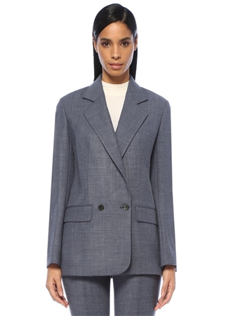 The Row Kadın Spreyley Mavi Kelebek Yaka Kruvaze Yün Ceket 4 US