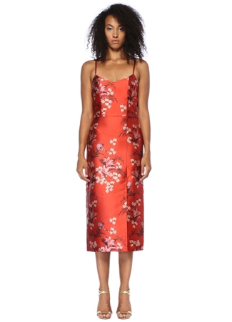 Johanna Ortiz Kadın El Dia Que Me Quieras Kırmızı Midi Kokteyl Elbise 6 US