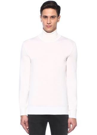 Z Zegna Erkek Ekru Balıkçı Yaka Techmerino Özellikli Kazak Beyaz XL IT