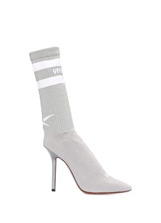 VETEMENTS Kadın Gri Jakarlı Ribli Çorap Formlu Bot 38 EU